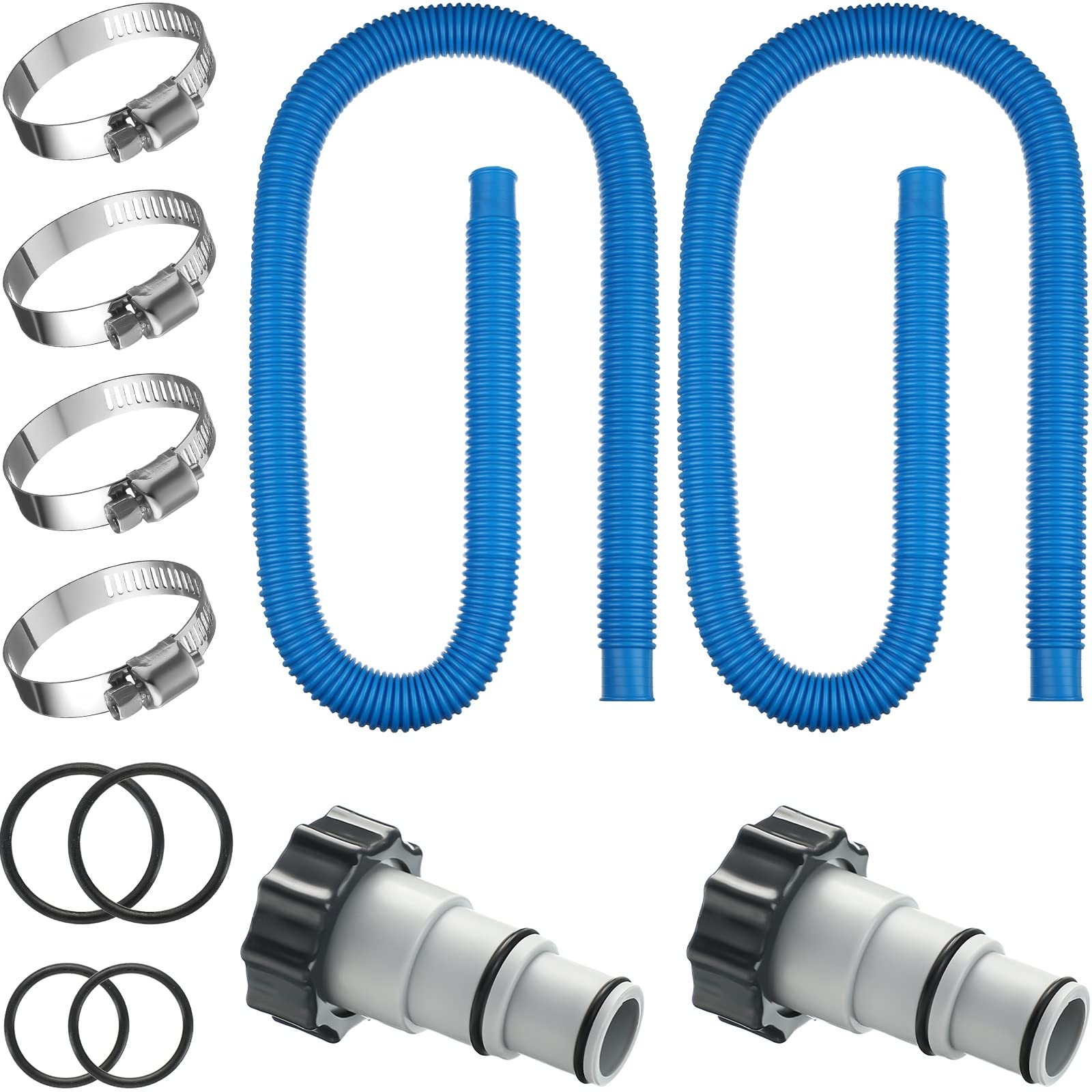2 Pack Swimming Pool Filter Hose Replacement Kit 1.25 Inch Diameter 59 ...