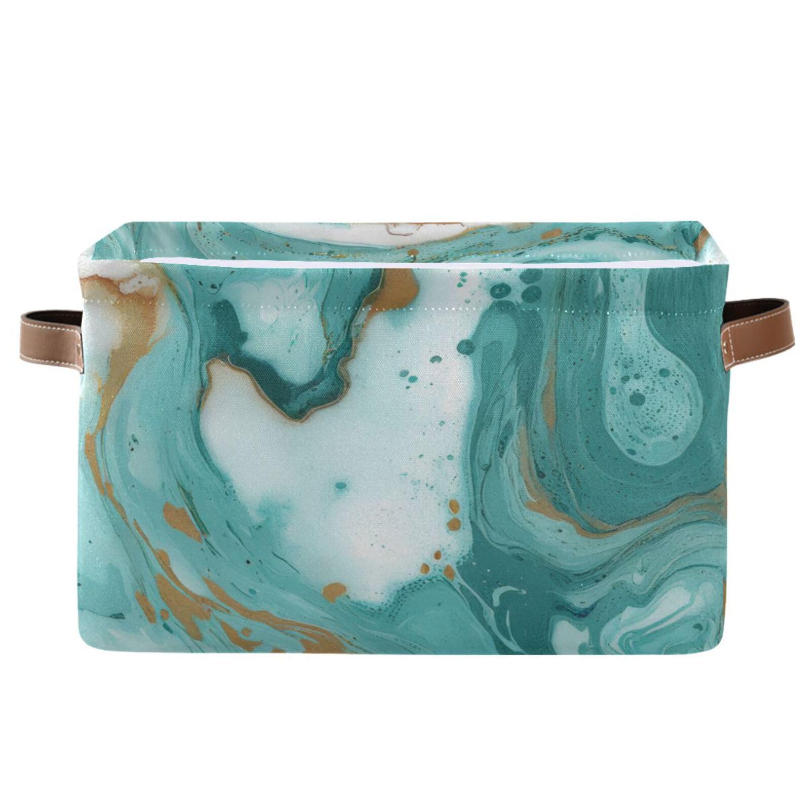 Amazon.com: KEEPREAL Turquoise Marble Texture Basket Bin Large Storage ...