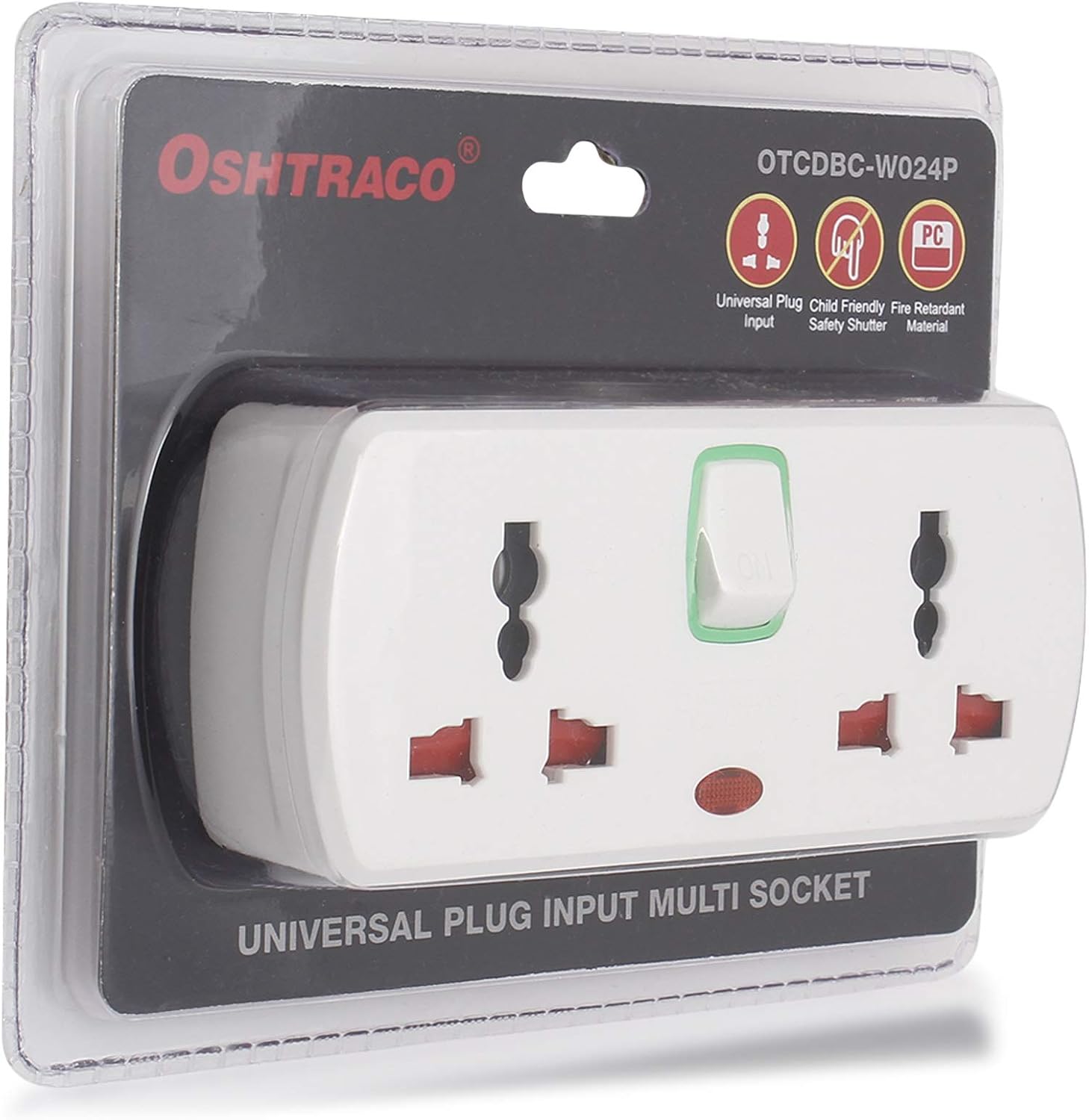 OSHTRACO 2 Way Universal plug Input Multi Socket outlet, with 2x 2pin ...