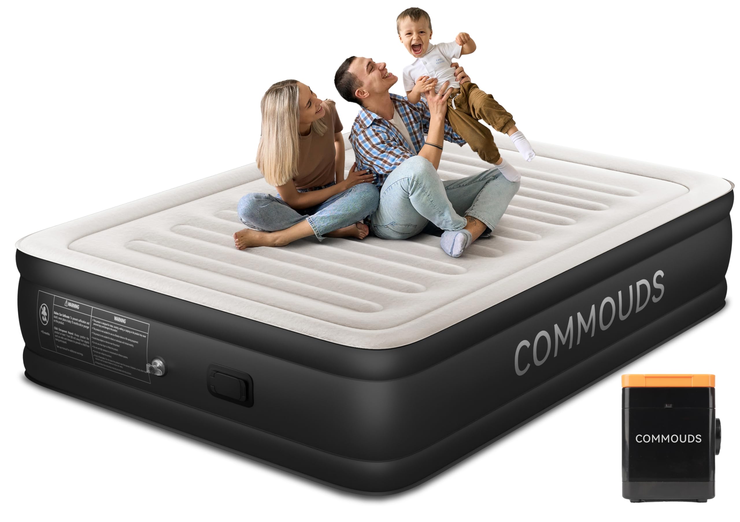 COMMOUDS King Size Air Bed with Built in Pump, Blow Up Mattress Double ...
