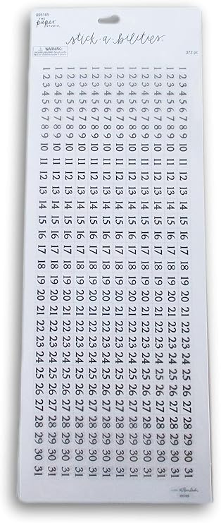 Amazon.com: Calendar Date Number Stickers - Black Label Stickers for ...