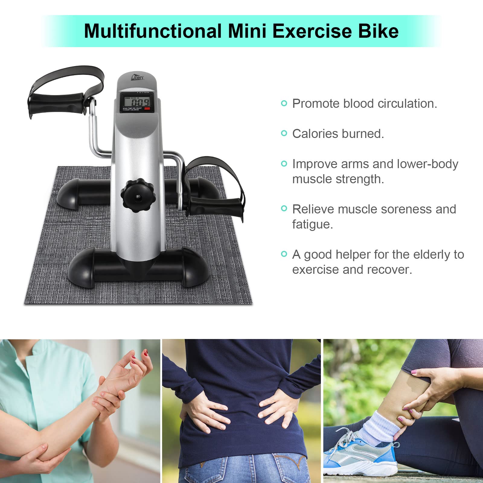 Snapklik.com : Uten Mini Exercise Bike, Under Desk Bike Pedal Exerciser ...