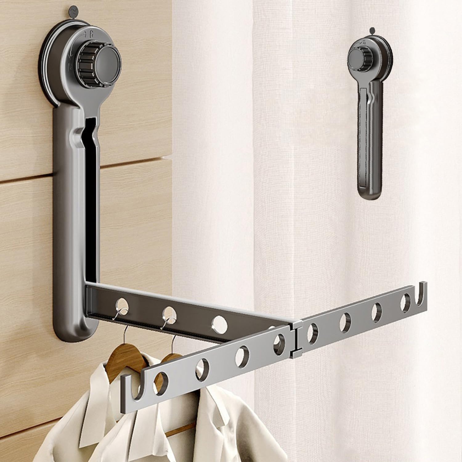 Amazon.com: Folding Clothes Drying Rack,Wall-Mounted Suction Cup ...