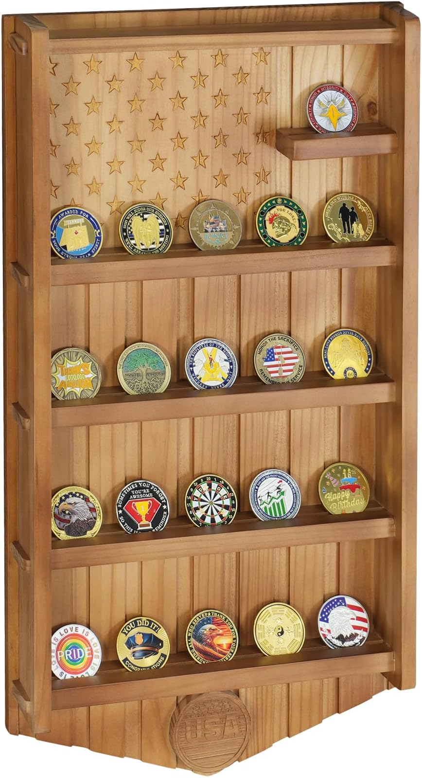 Amazon.com: Ohanniewa Challenge Coin Display Stand – 5 Rows Wooden Coin ...