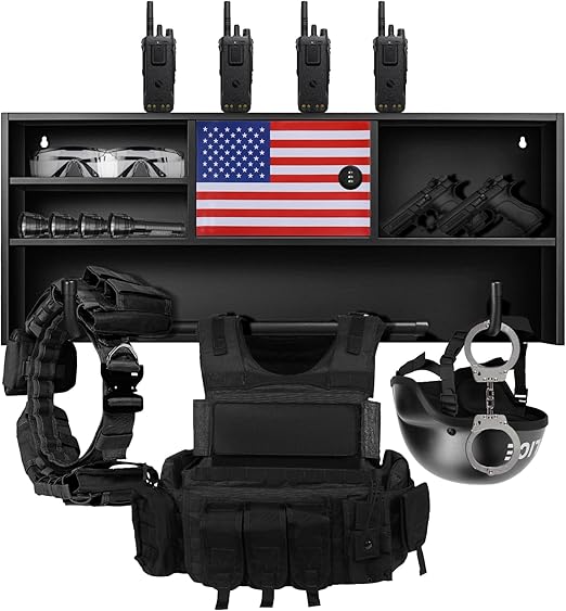 Amazon.com: Police Gear Rack Wall-Mounted with Lock Safe,Heavy Duty ...