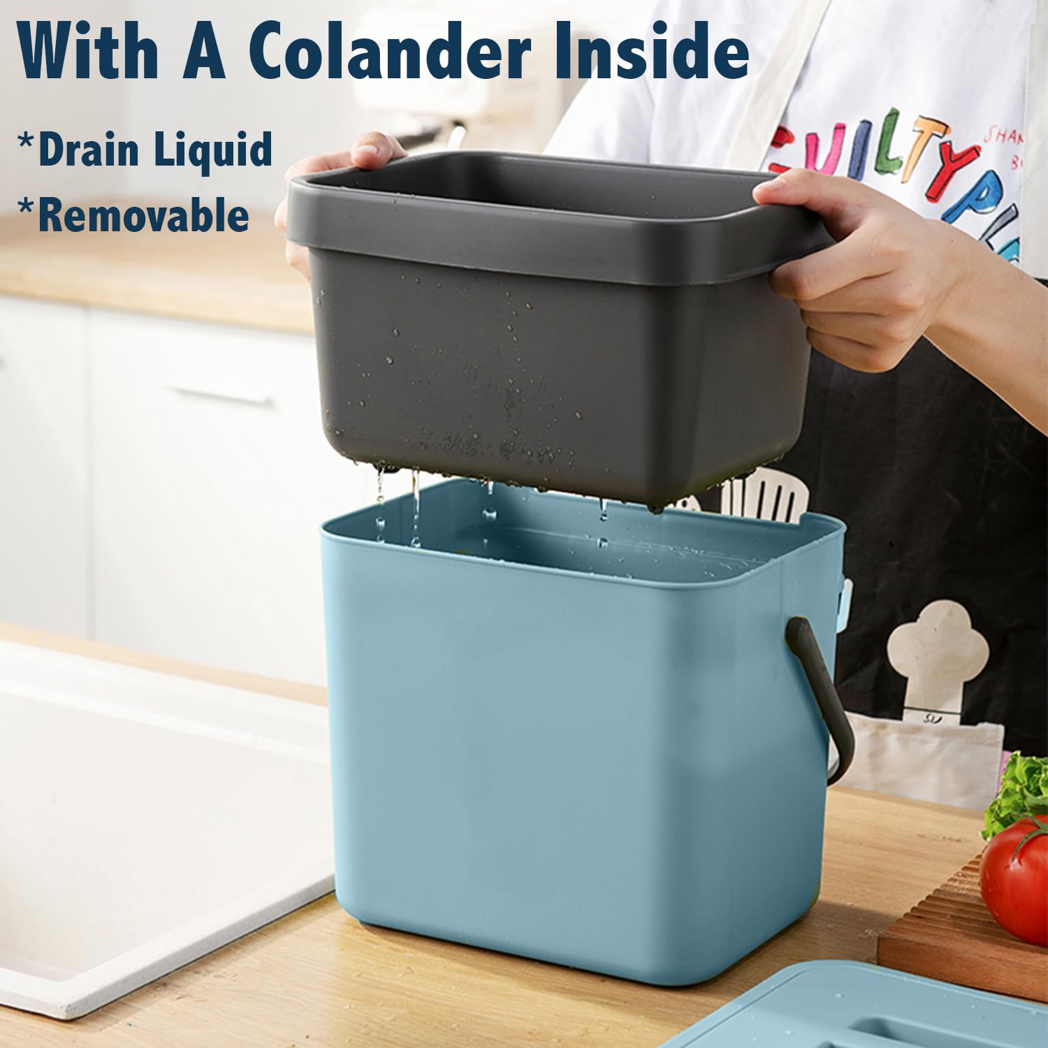 Snapklik.com : Compost Bin Kitchen, 7L Wall-Mounted Under Sink Small ...