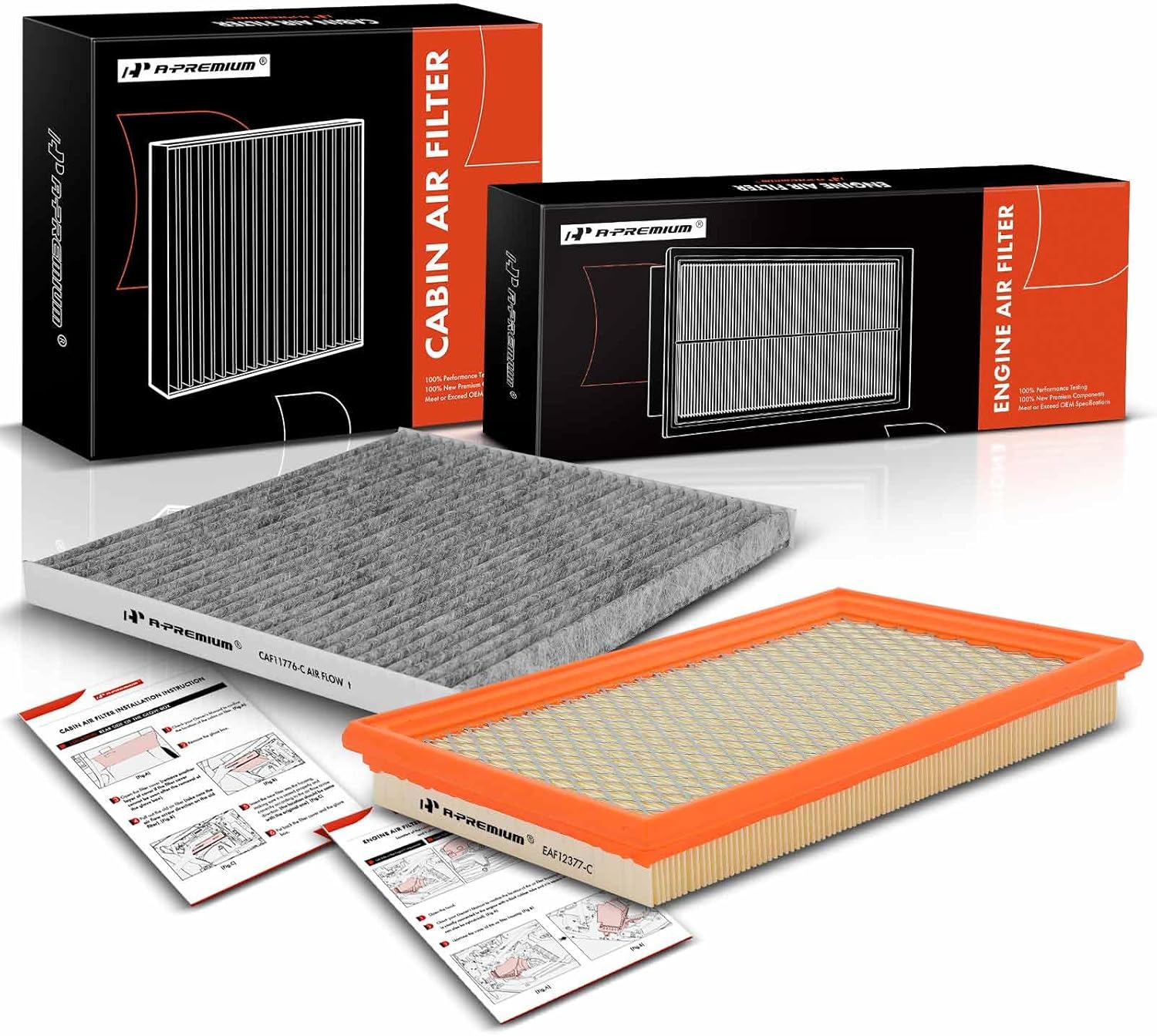 Amazon.com: A-Premium 2-PC Engine & Cabin Air Filter with Activated ...