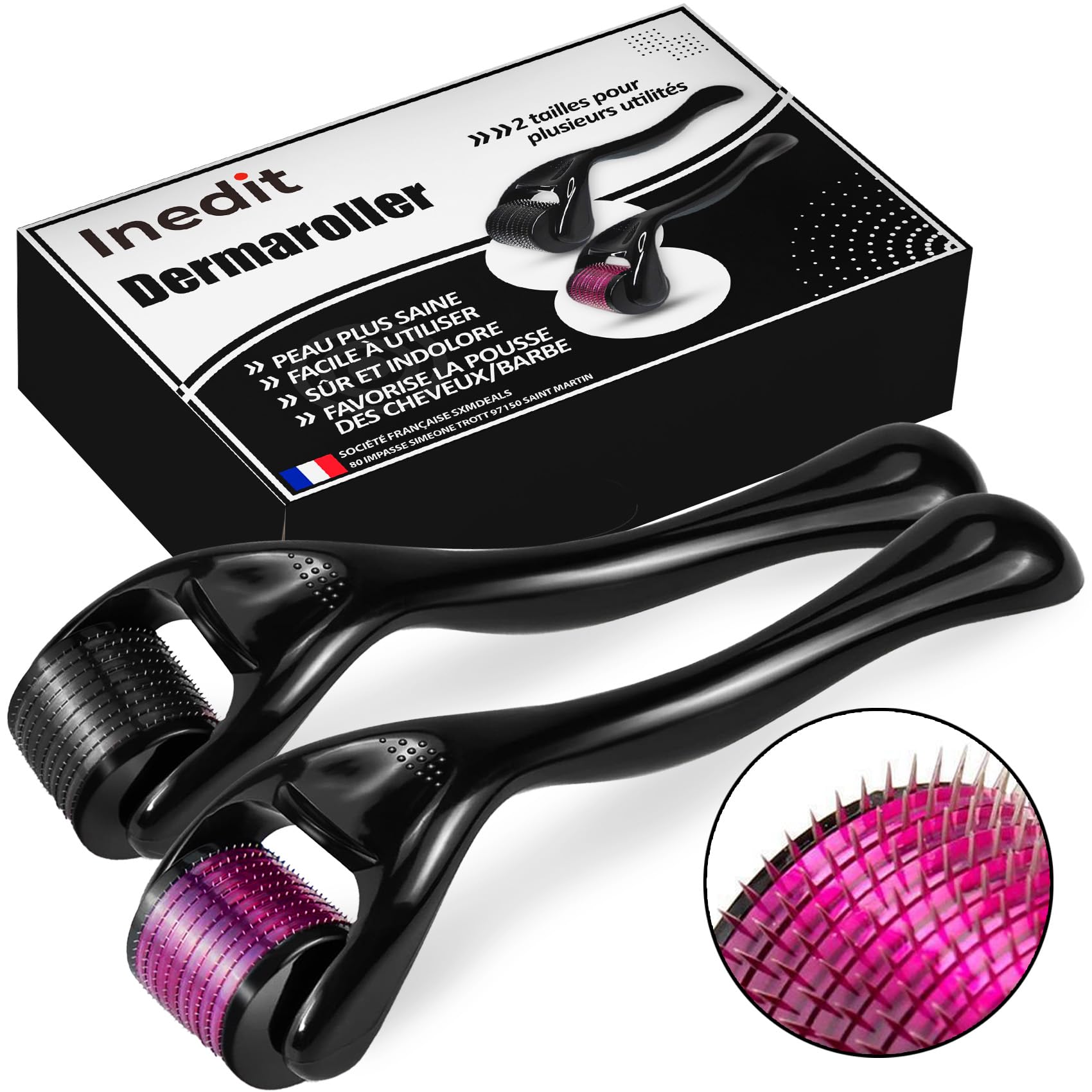 Dermaroller - 2 modèles (0,25mm + 0,5mm) - Roller Barbe - Kit De 2 ...