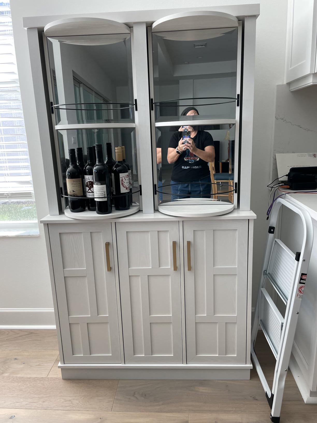 Amazon.com: Home Source Home Bar Cabinet Rotating Wine Rack Mahogany ...