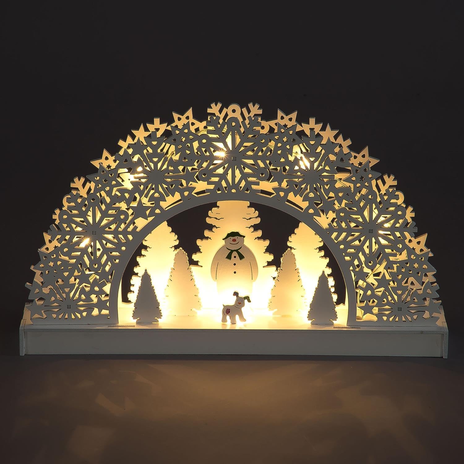 YöL Snowman And Snowdog Light Up 20cm Arch Christmas Decoration White ...