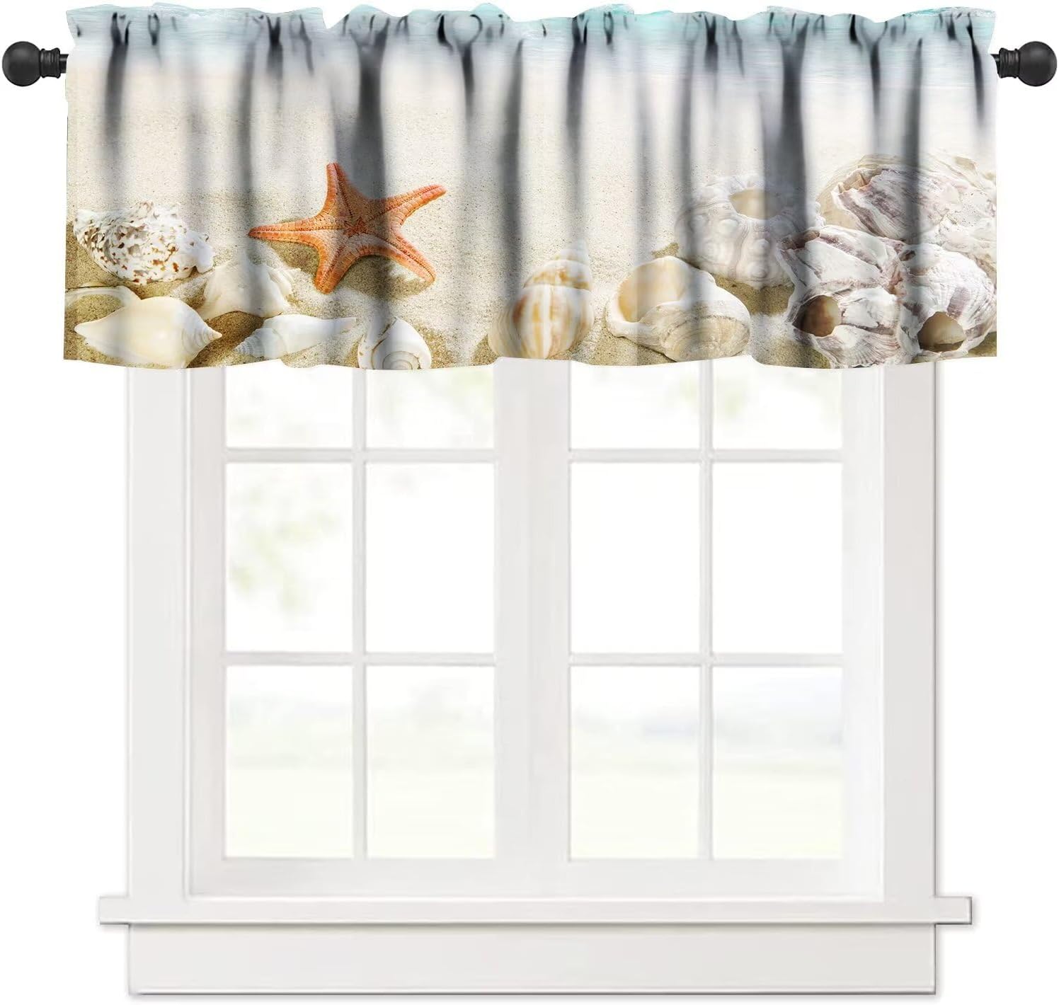 Amazon.com: ZhiRain Summer Starfish Ocean Valance Curtain Beach ...