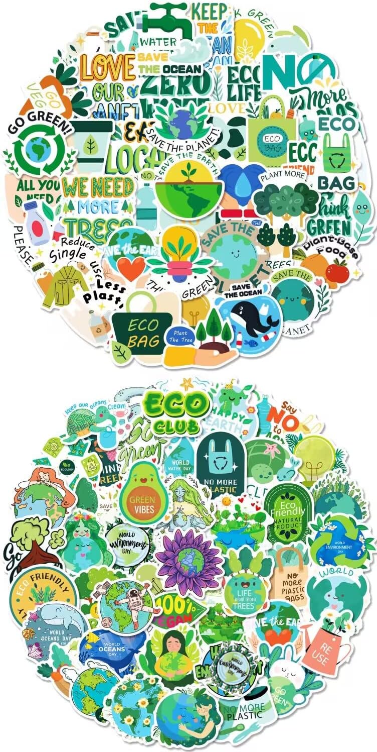 Amazon.com: Protect The Environment Stickers 100 Pieces Nature Green ...
