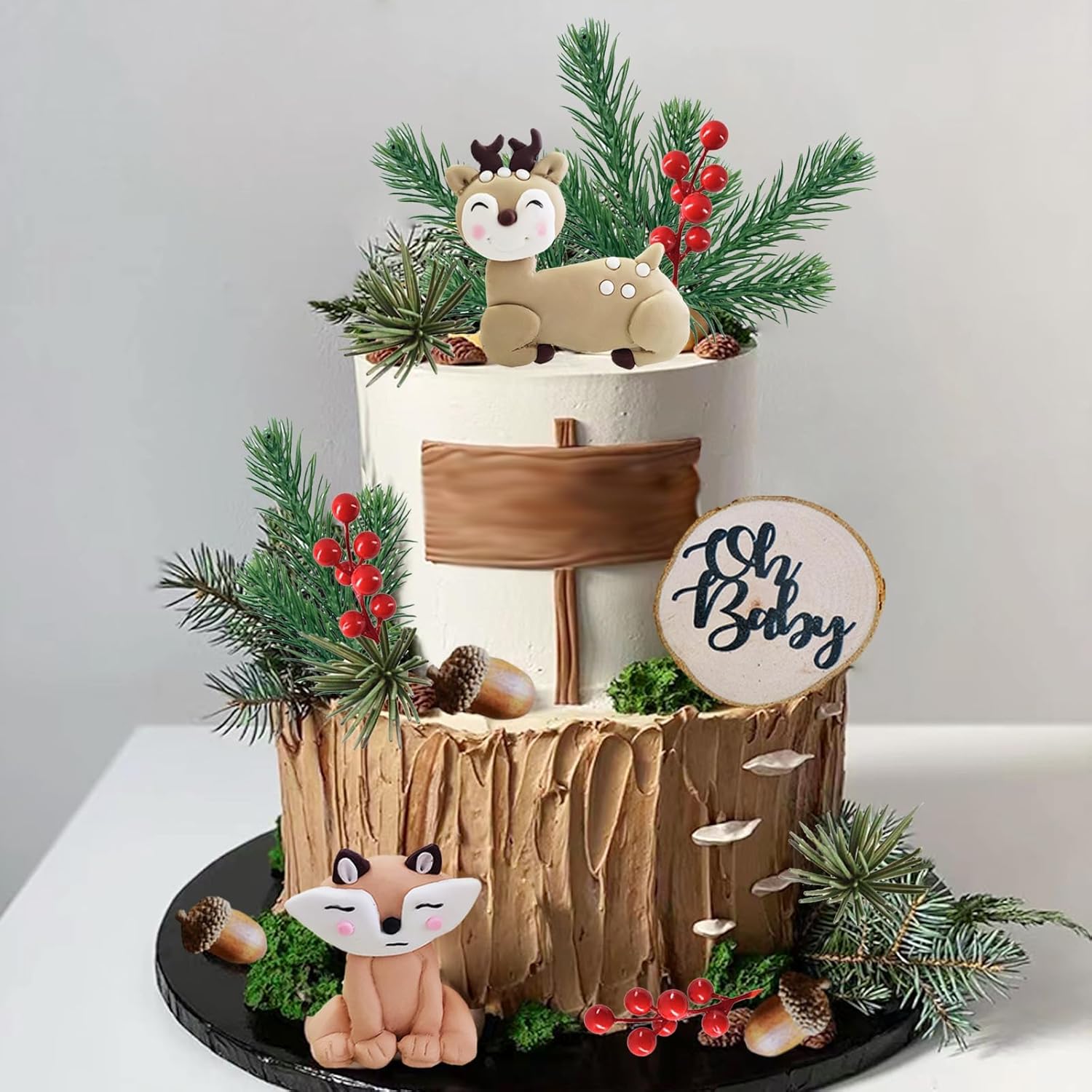 Woodland Forest Animal Cake Toppers Oh Baby Cake Decorations for Baby ...