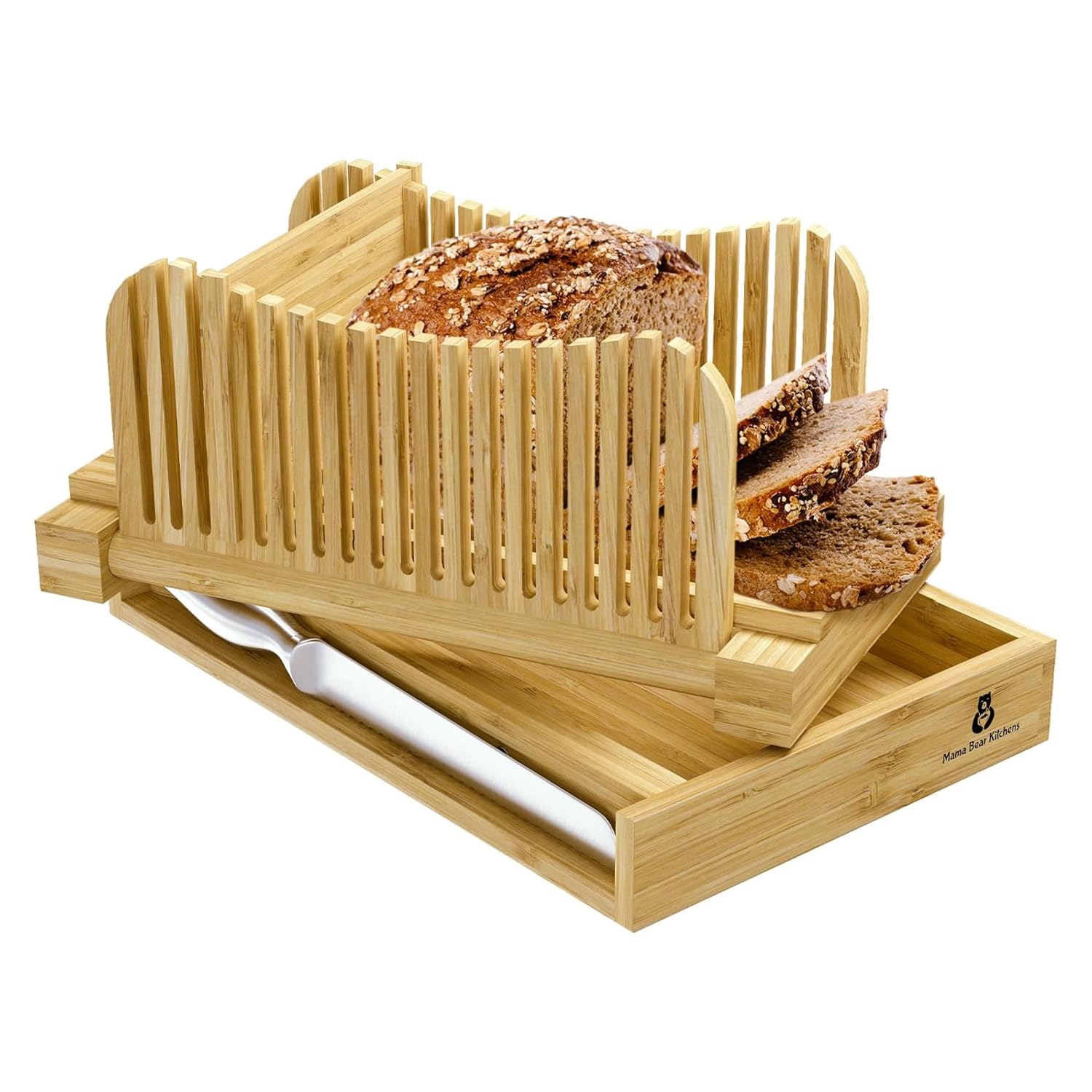 Amazon.com: Mama Bear Kitchens Bamboo Bread Slicer with Knife ...