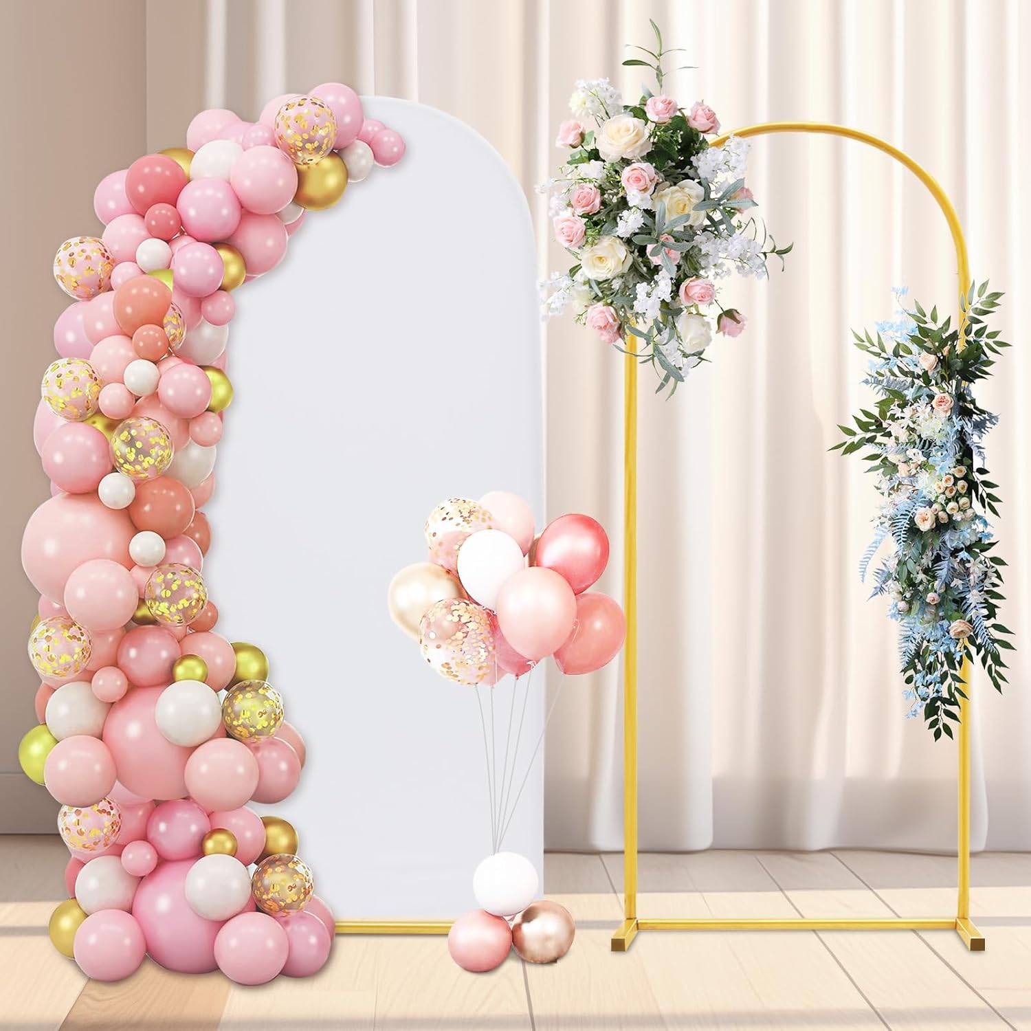 Amazon.com : Syffvlo 6.6Ft Metal Arch Backdrop Stand and Arch Cover Set ...