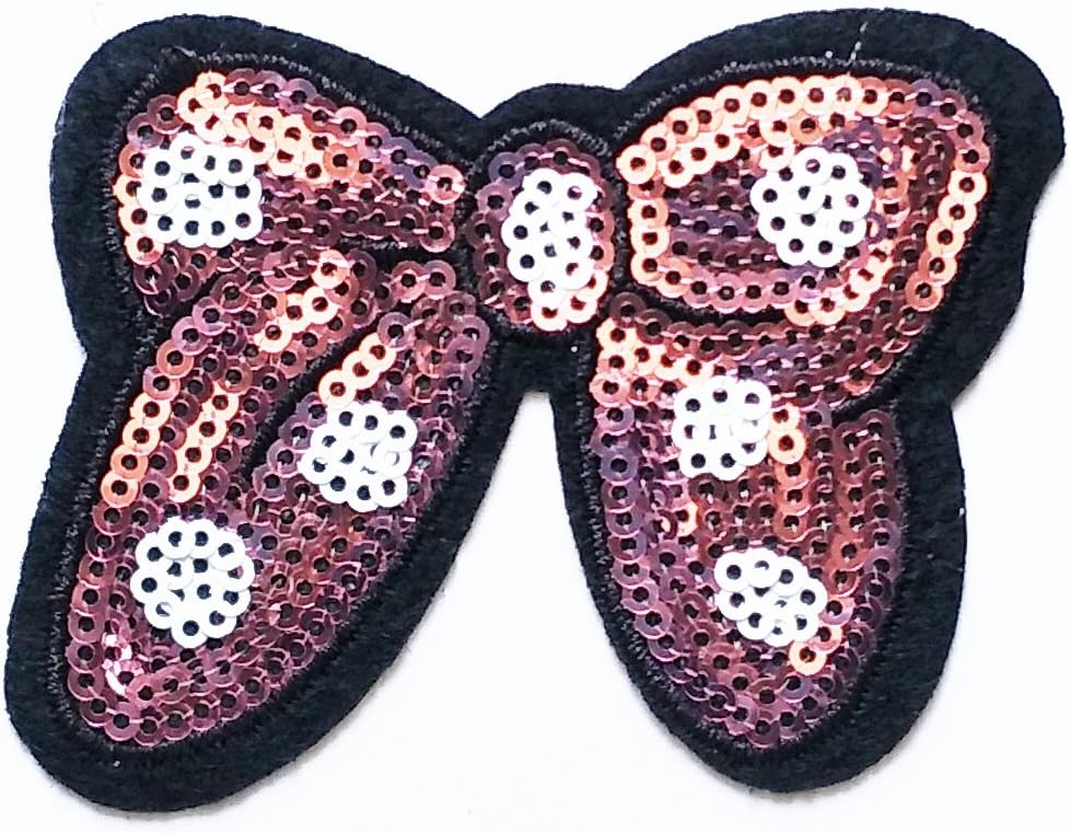 Amazon.com: HHO Cute Pink Bow Patch Iron On Embroidered Applique Patch ...