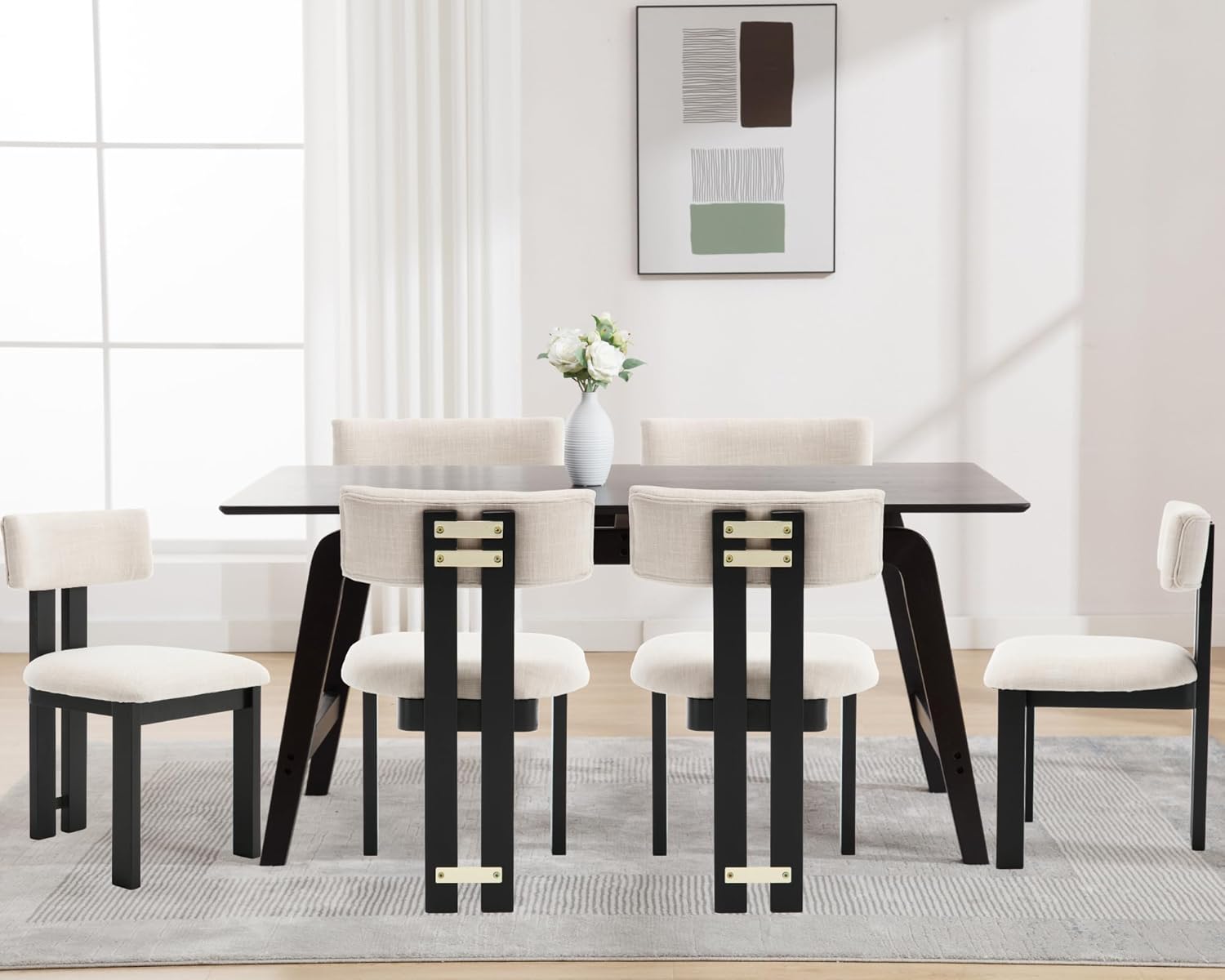 Amazon.com - Modern Kitchen Dining Chairs Set of 6, Farmhouse Beige ...