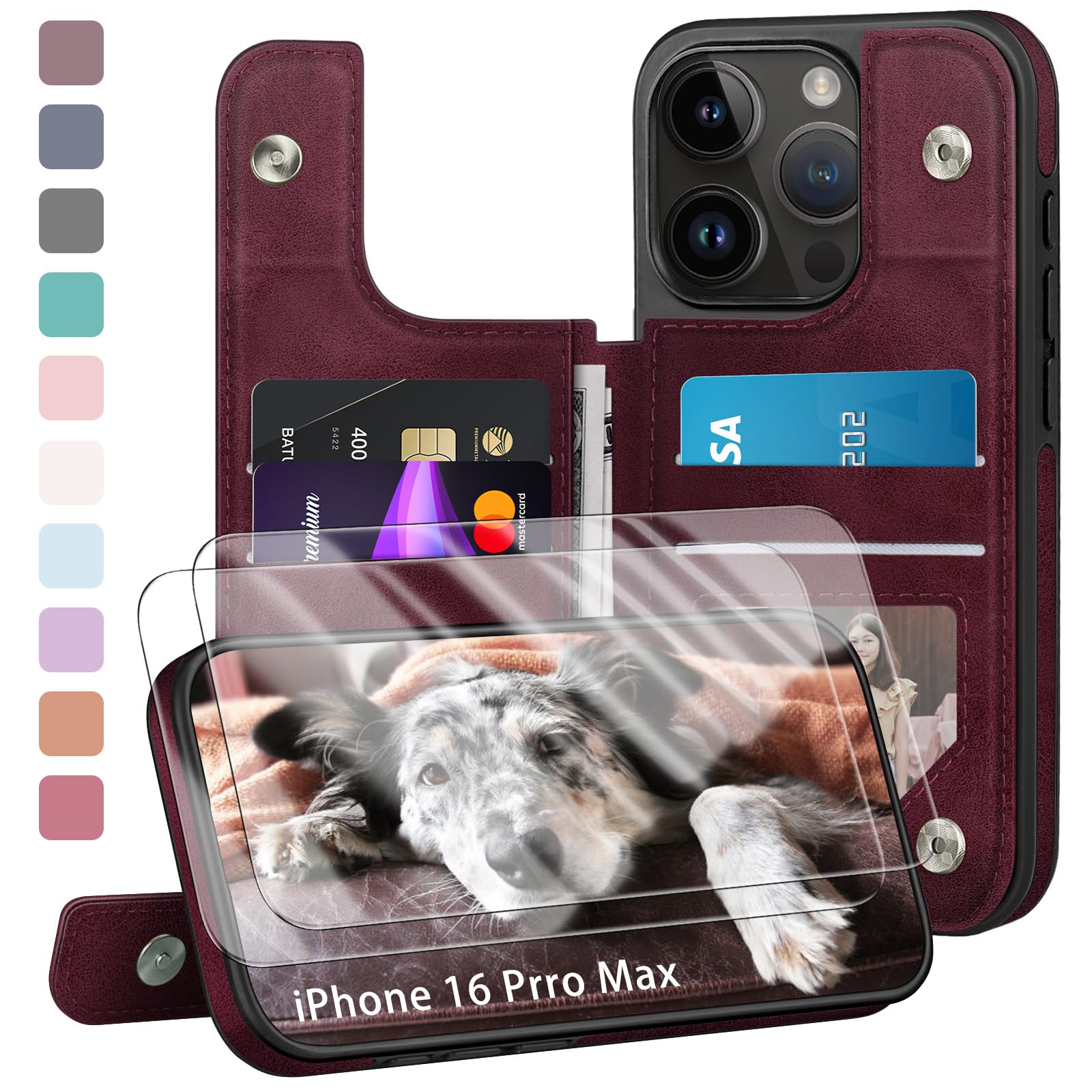 Amazon.com: DJDUCK Compatible with iPhone 16 Pro Max Case Wallet, Card Holder Case with [2 ...