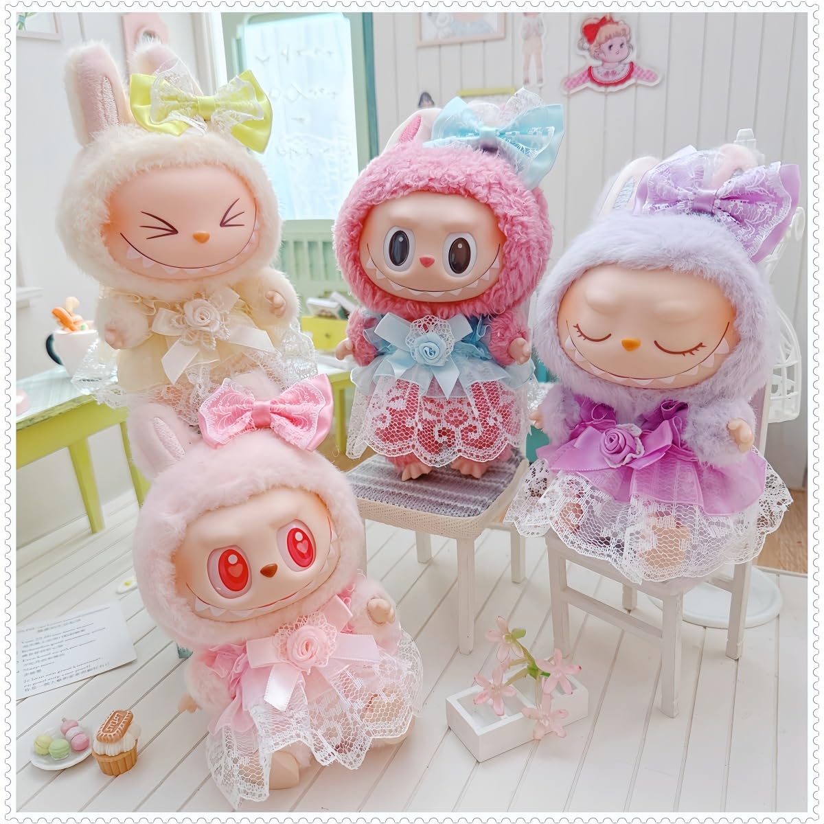 Labubu Have A Seat 17cm Labubu Doll Clothes Capybara Cos Suit V1 V2 V3 ...