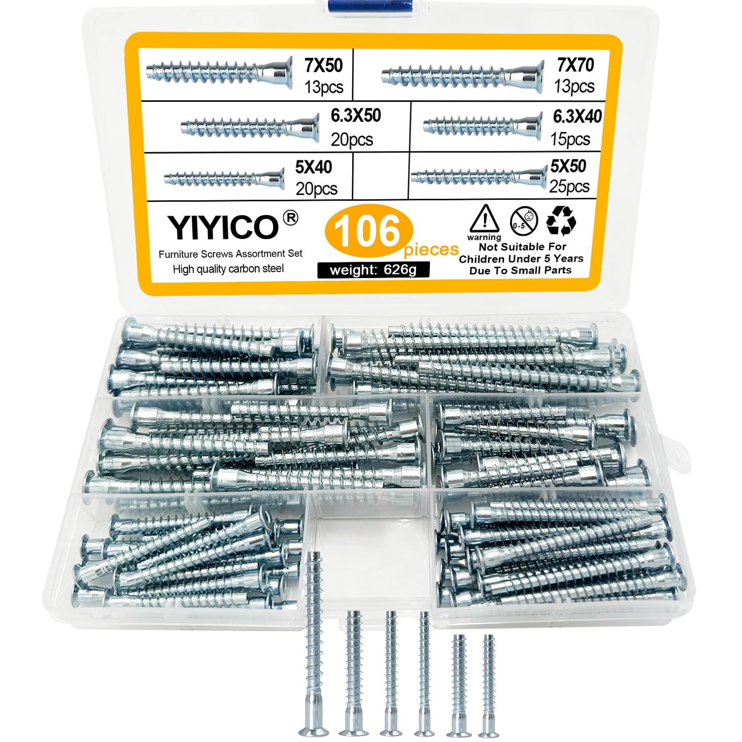 Confirmat Schrauben Möbelschrauben Möbelverbinder 110Stk 5x40 5x50 6 ...