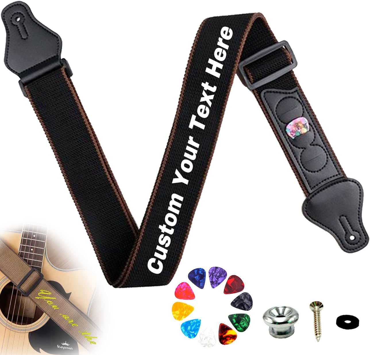 Personalized Guitar Straps, Custom Guitar Body Strap with Embroidered ...