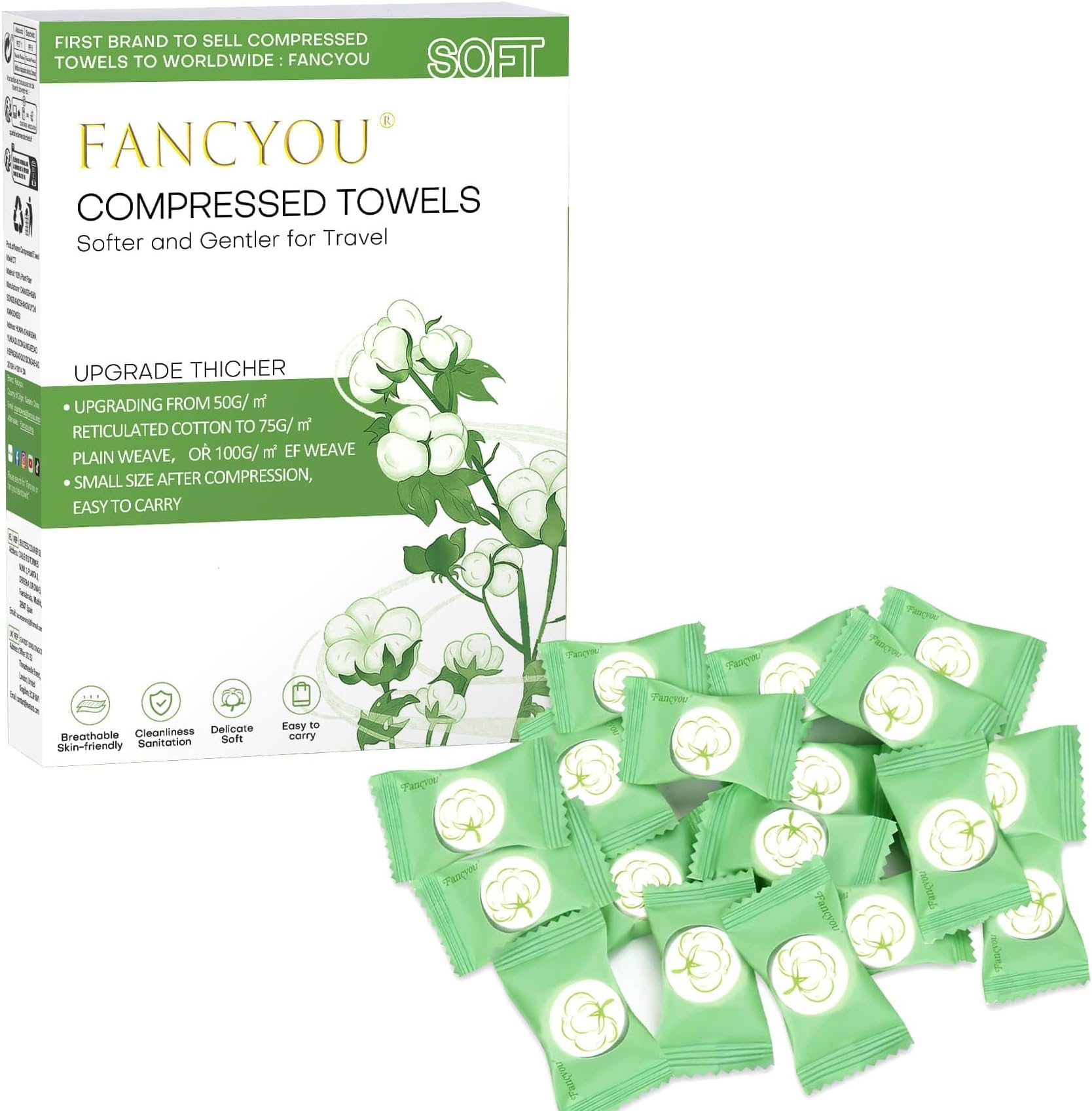 Amazon.com: Fancyou Compressed Disposable Face Towel 100 PCS,Thicken ...