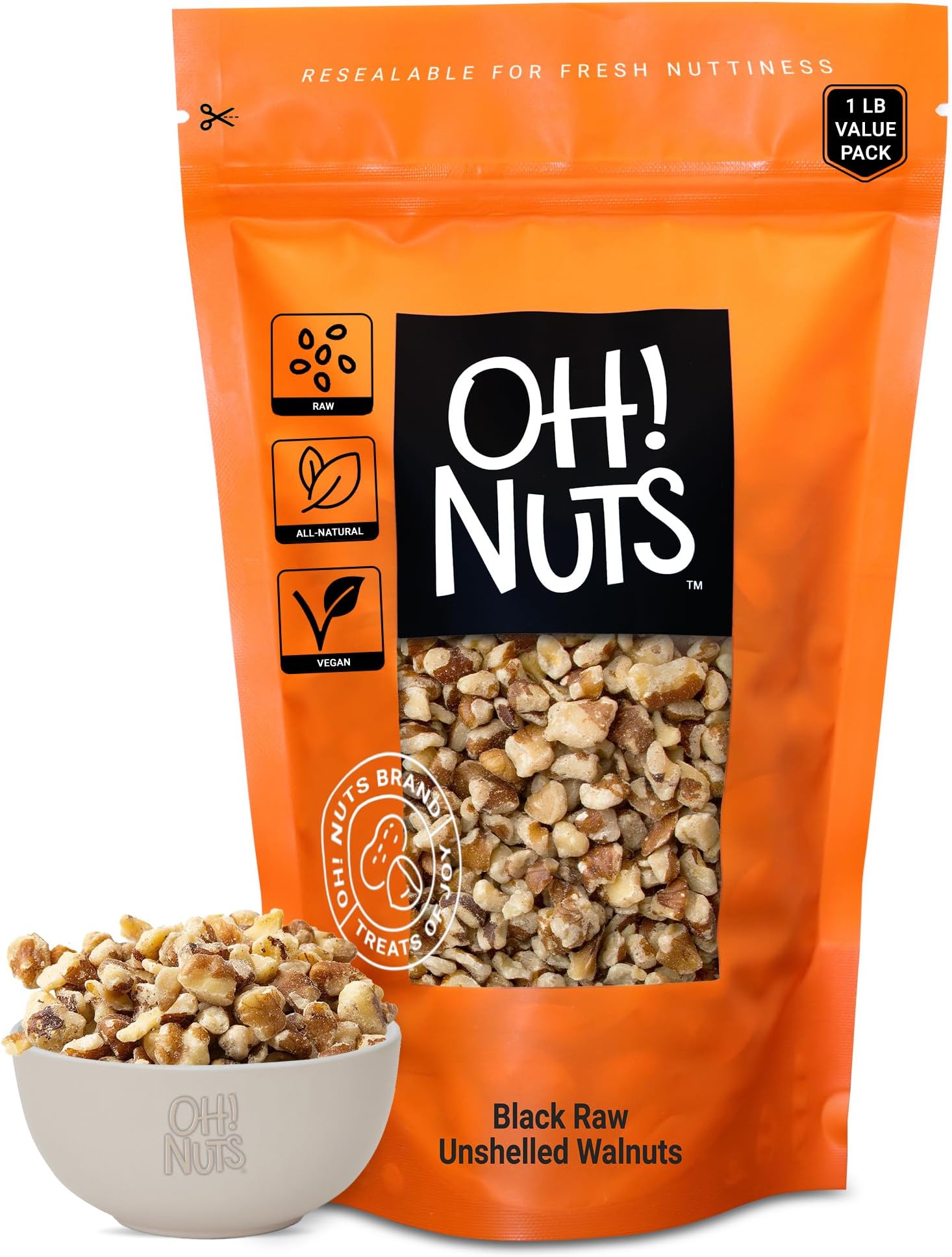 Amazon.com : Oh! Nuts Black Raw Unshelled Walnuts, 1lb (16oz) Bulk Bag ...