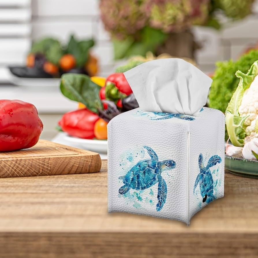 Van Pelt Studio Turtle Resin Tissue Box Cover Holder Kids Turtlebox