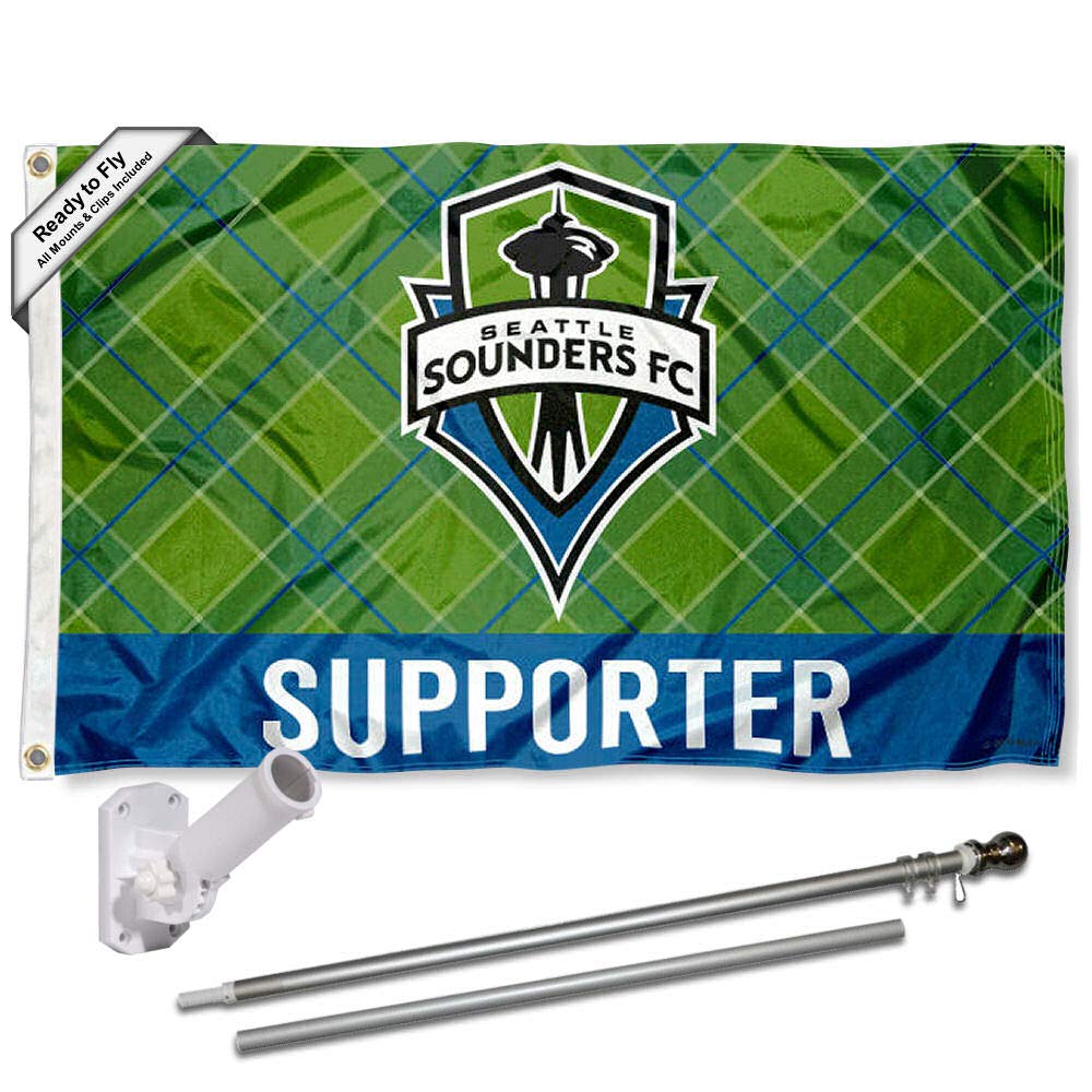 Amazon.com : WinCraft Seattle Sounders Supporter Flag Pole and Bracket ...