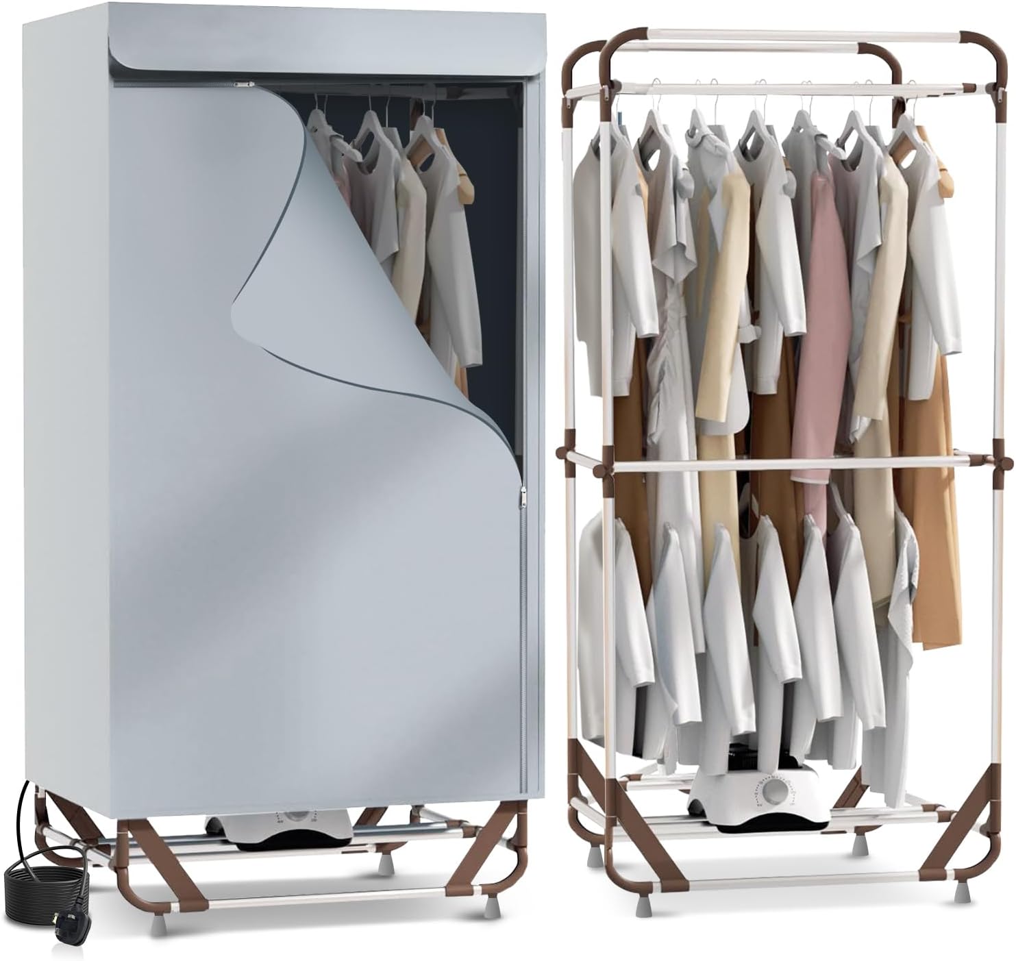 E-SMARTER 2 Tiers Heated Clothes Airer with Cover, Foldable 170x80x47cm ...