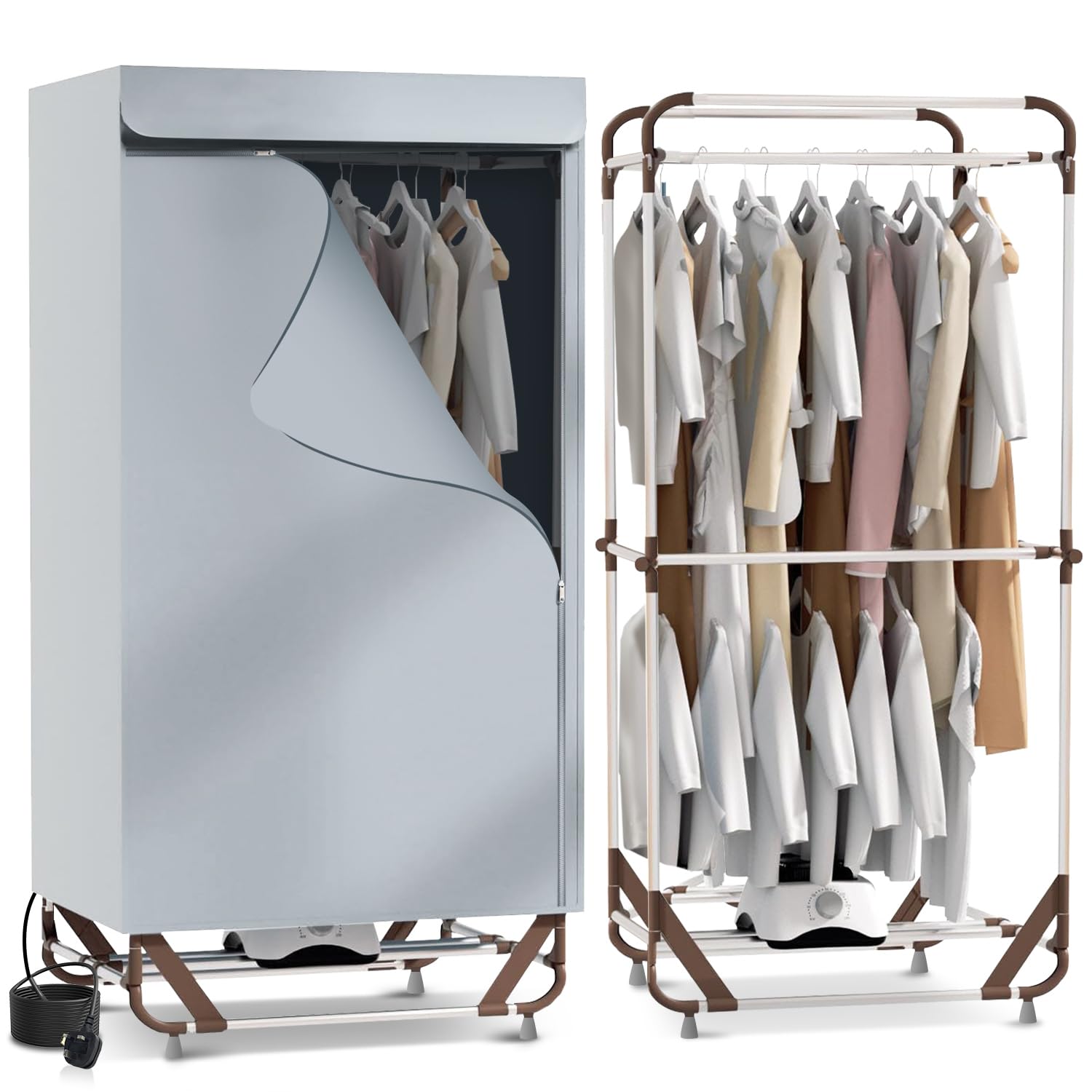 E-SMARTER 2 Tiers Heated Clothes Airer with Cover, Foldable 170x80x47cm ...