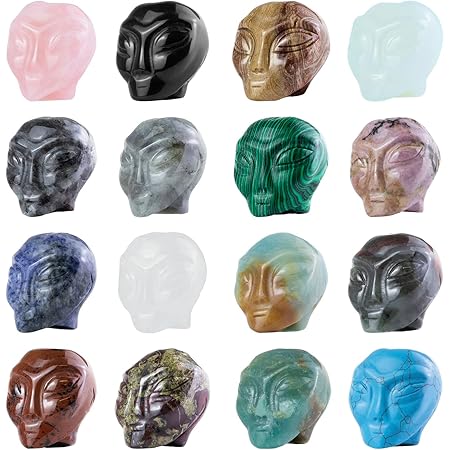 Amazon.com: Toomwvvy Set of 3 pcs 1.8" Alien Head Carved Healing ...