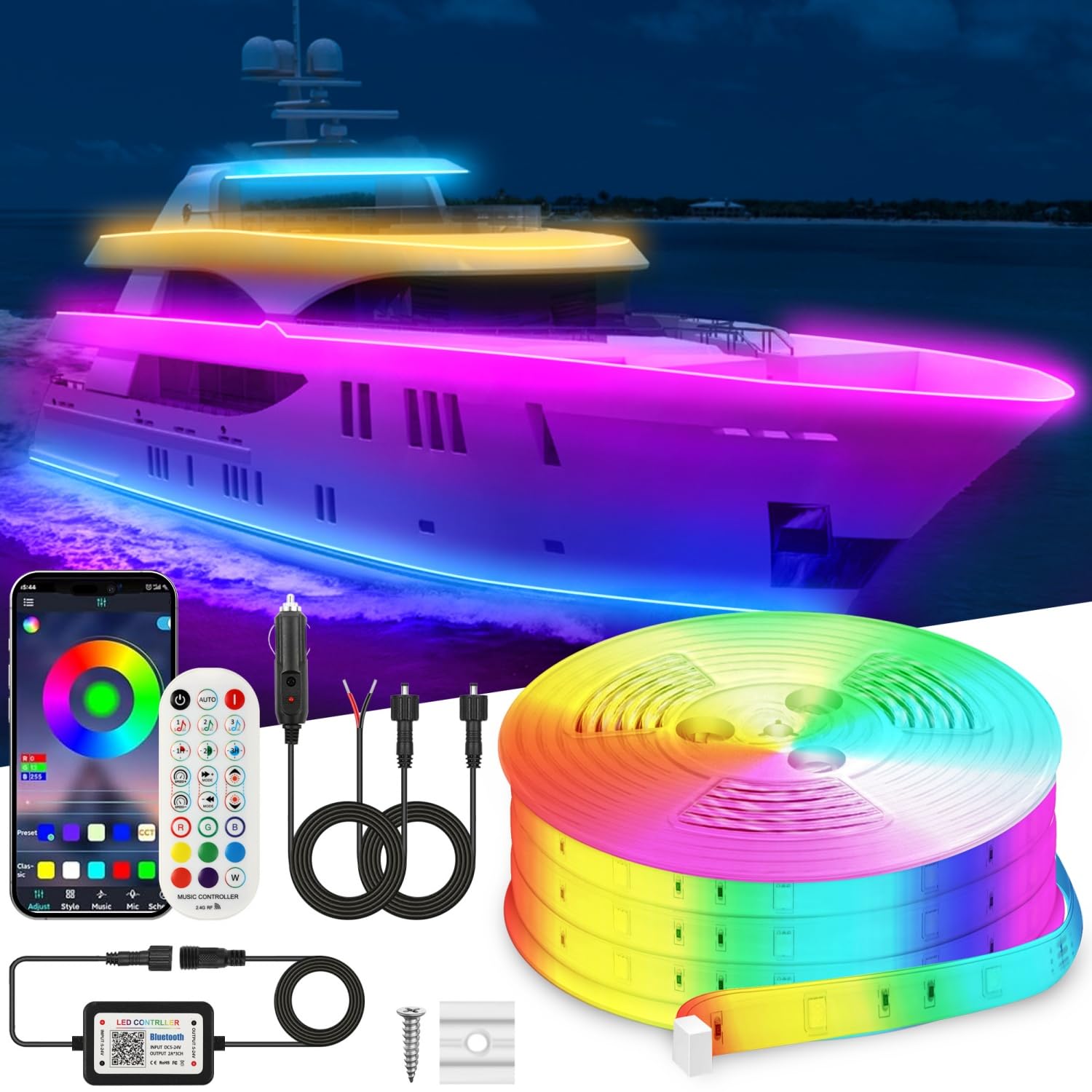 Snapklik.com : VIDLULTD 50FT Marine Boat Led Strip Lights, IP67 ...