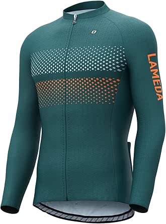 Amazon.com: LAMEDA Men's Cycling Jersey Long Sleeve, Breathable Moisture Wicking Bike Shirt ...