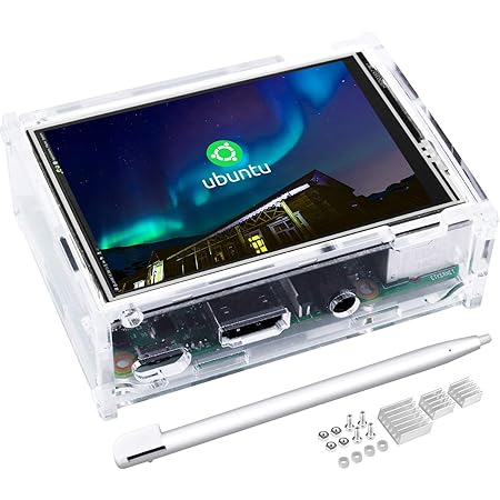 JUN-ELECTRON for Raspberry Pi 4 Touch Screen with Case, 3.5 inch Touchscreen with Fan, 320x480 ...