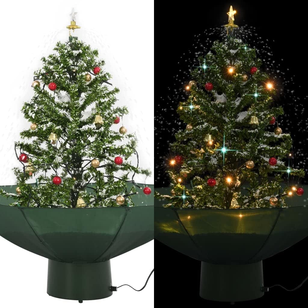 Amazon.com: Snowing Christmas Tree with Umbrella Base Green 2 ft Make ...
