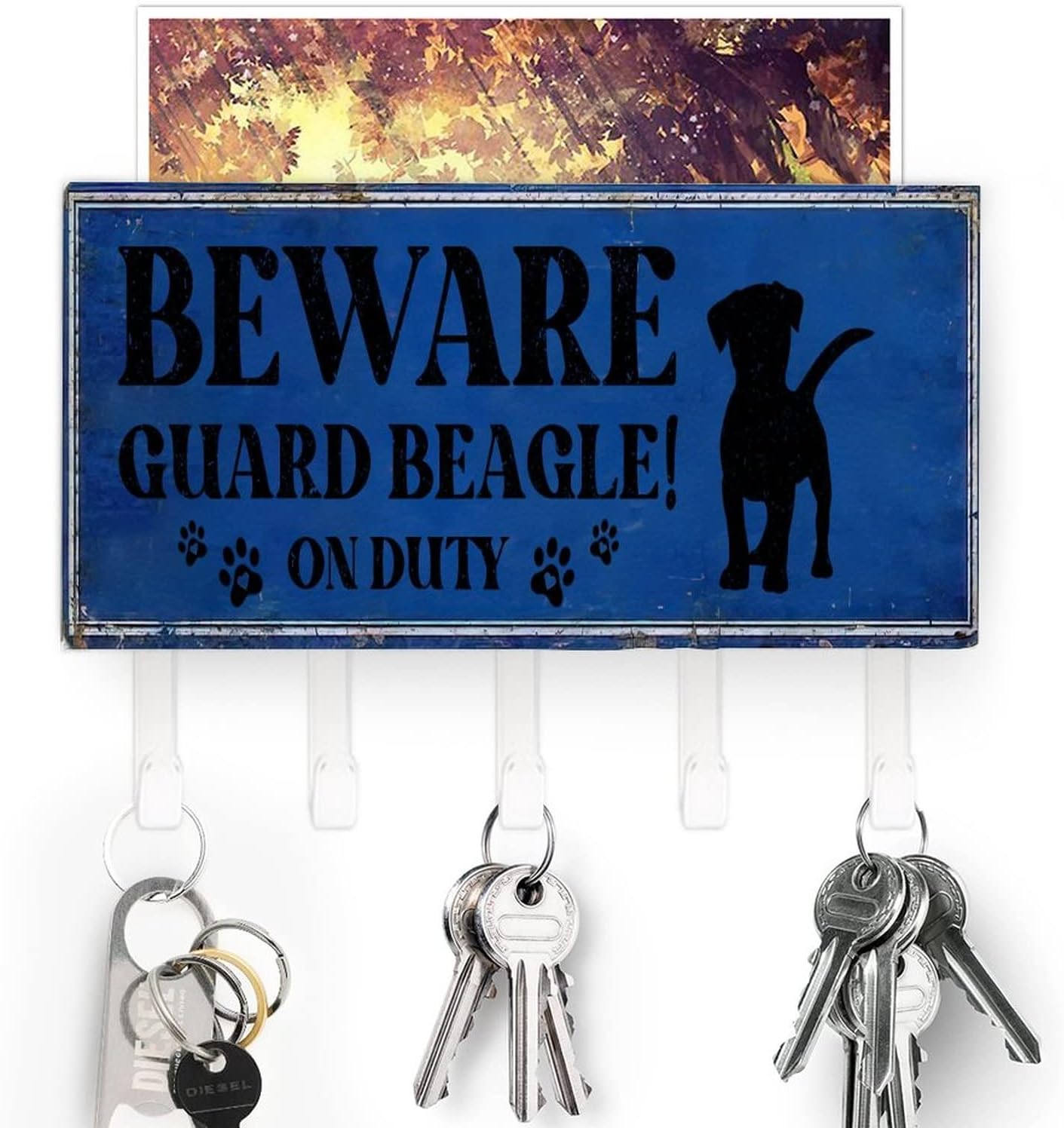 Amazon.com: Beware Guard Beagle on Duty Key Holder Dog Mom Wall Mount ...