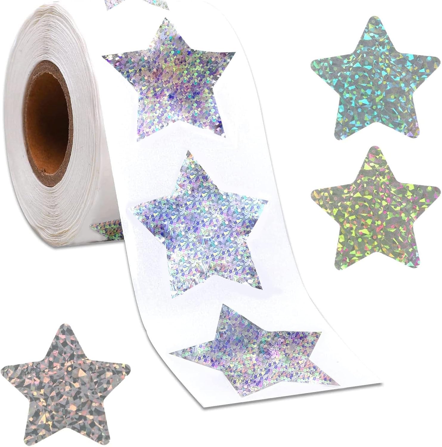 JPESYGFDK 500stüCk Glitzer Sticker, Silber Sterne Aufkleber Rolle 2.5cm ...