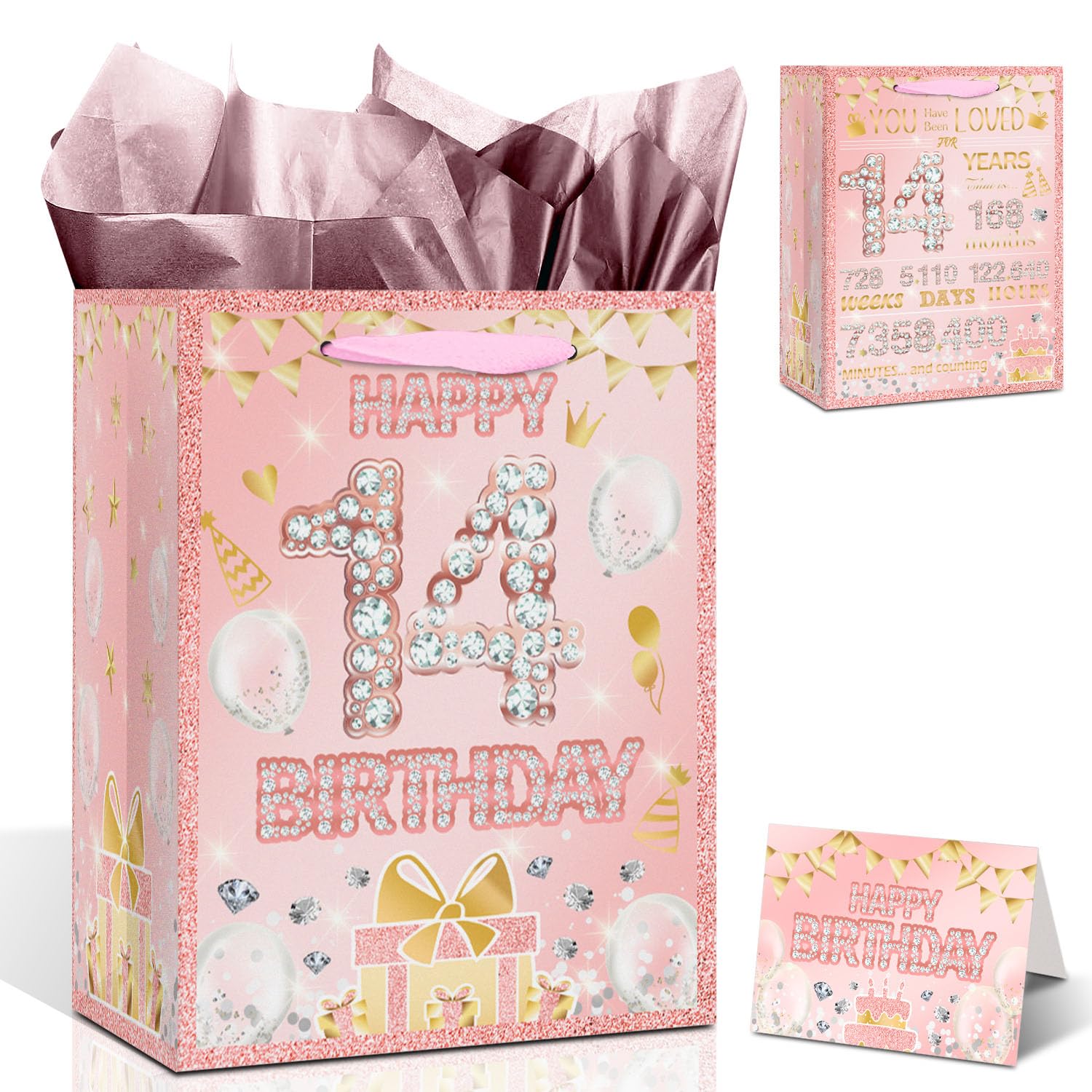 Amazon.com: Ggjgrpx Surprise Birthday Gift Bag for Girls, 14th Pink ...