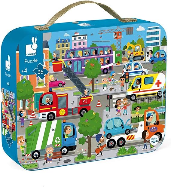 Amazon.com: Janod 36 Piece City Life Jigsaw Puzzle - Ages 4+ - J02659 ...