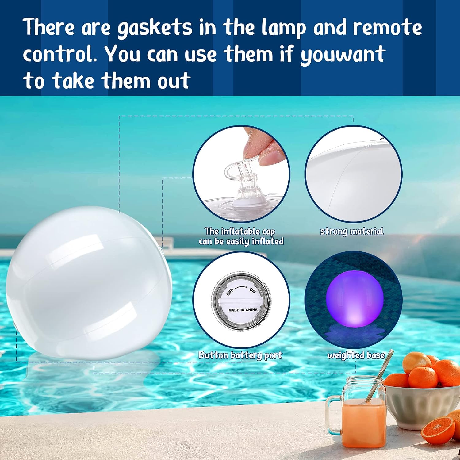 Mudder 2 Pieces Floating Pool Ball Light with Remote, Color Changing ...