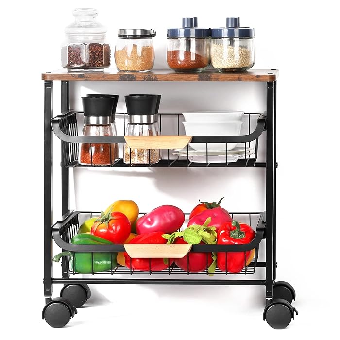 Buy Fruit Storage Cart Kitchen Storage Trolley Utility Rolling Cart ...