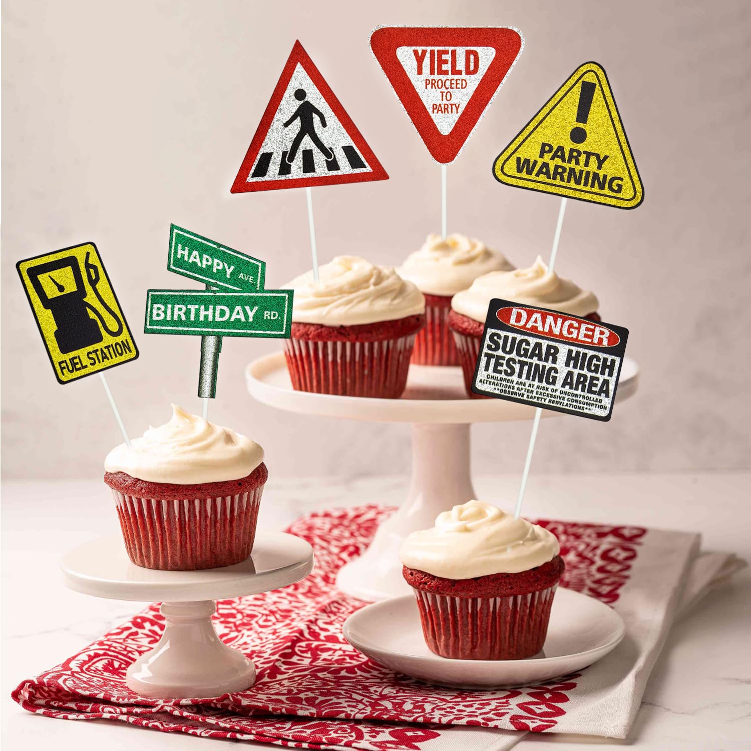 Snapklik.com : Traffic Road Sign Cupcake Topper, Funny Transportation ...
