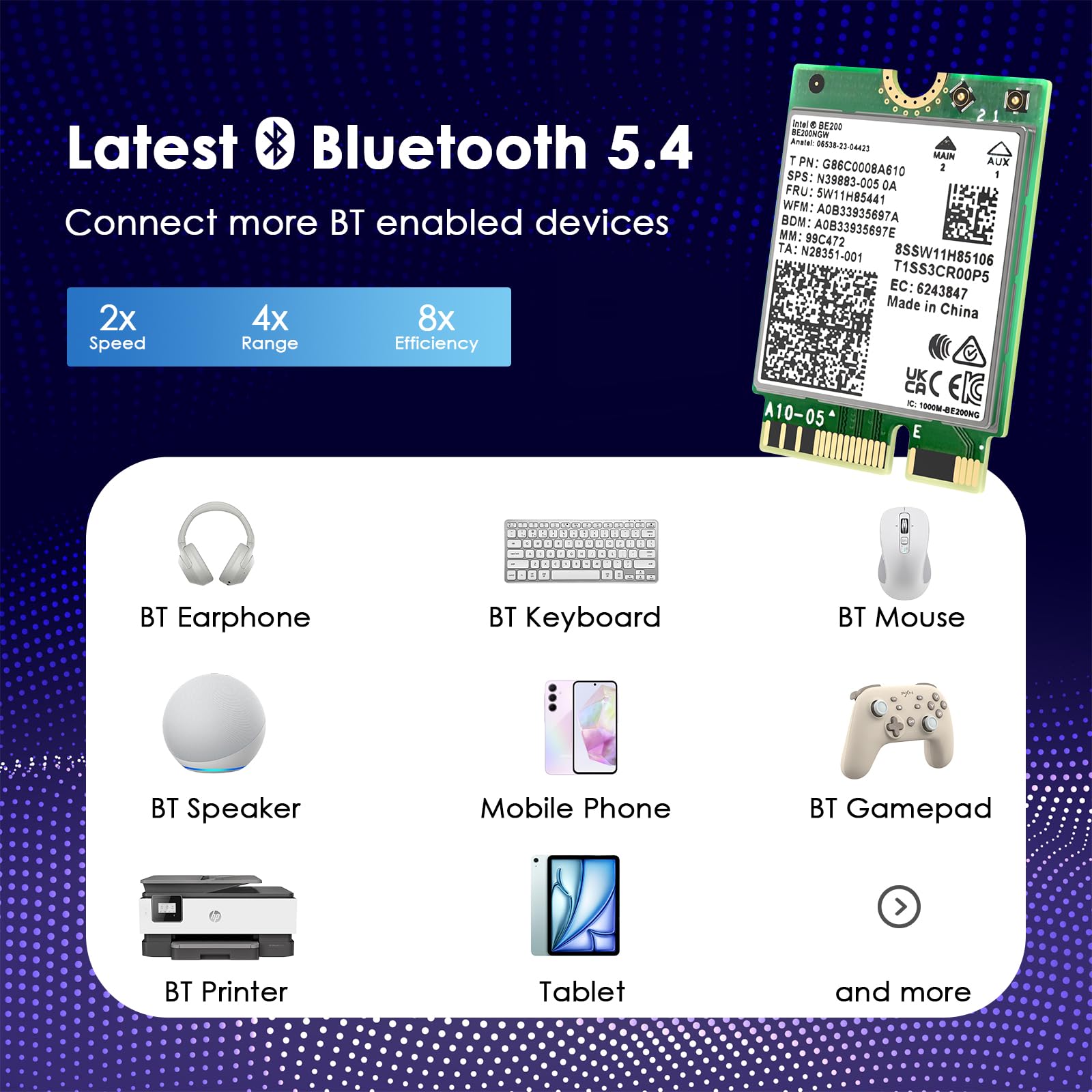 Best M 2 Wifi Card WiFi 7 Wireless Card Intel BE200NGW, Bluetooth 5.4 ...