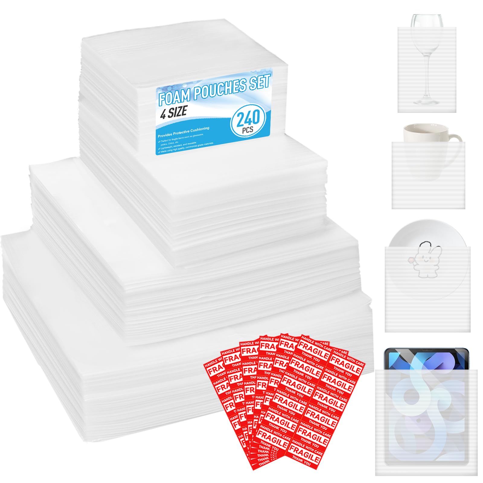 Amazon.com: Yizhet 312-Pack Moving Supplies, 4 Foam Pouch Sizes with 72 ...