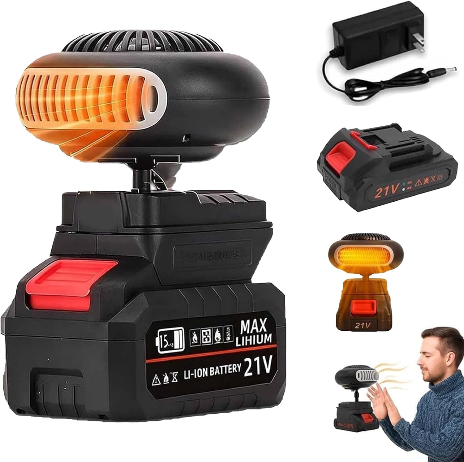 Amazon.com: Battery Powered Camping Heater, 1500mah Portable Battery ...