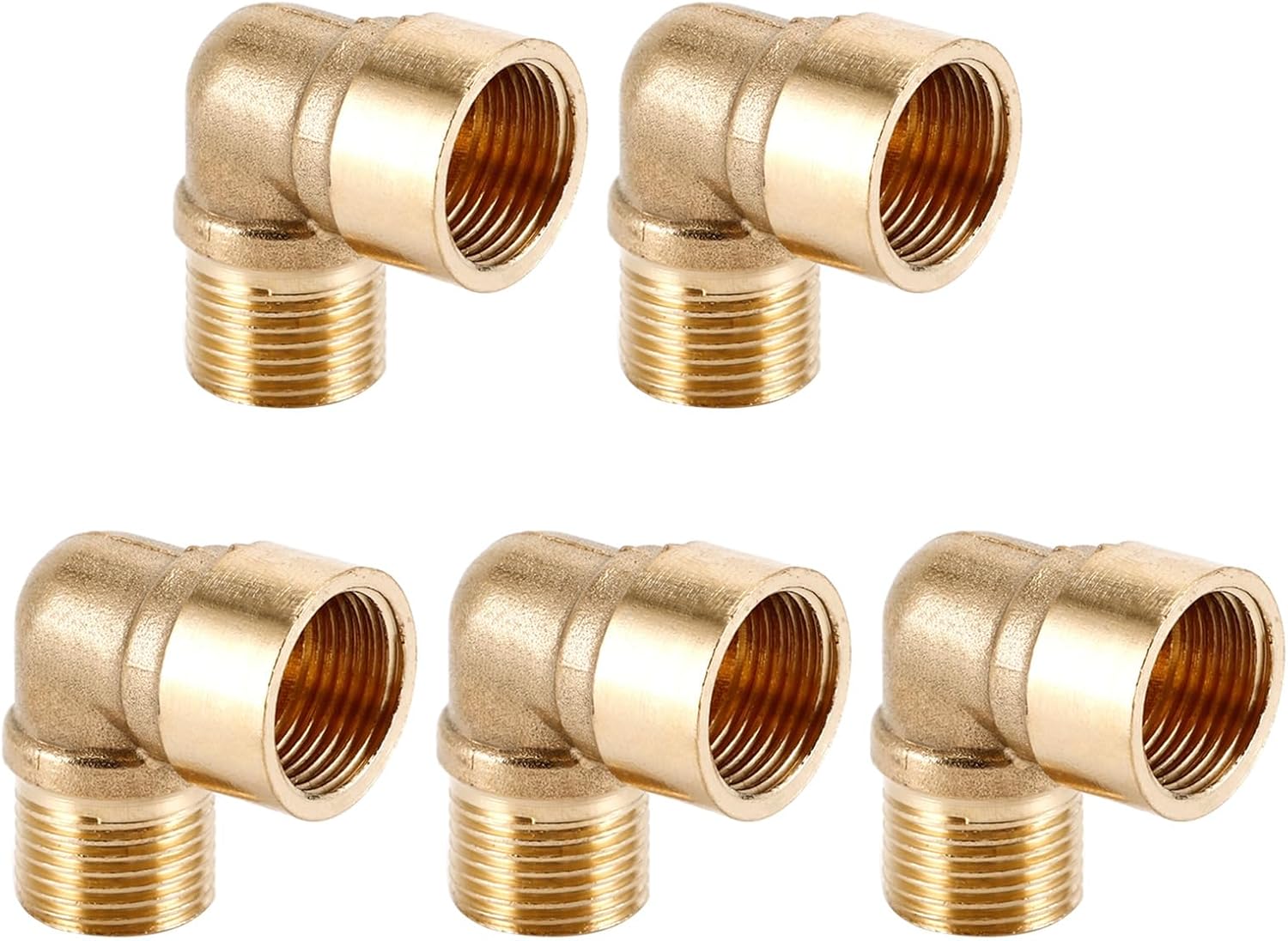 Amazon.com: YIBAISI Pack of 5 Brass Elbow Threaded Fittings Resistant ...