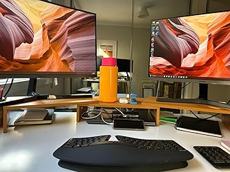 FITUEYES 3 Shelf Monitor Stand Riser, Multifunctional Desktop Organizer ...