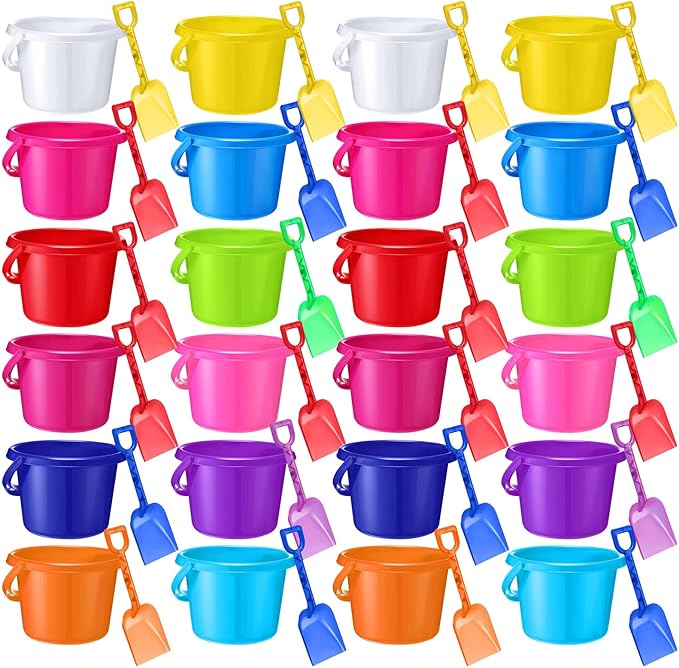 Amazon.com: Jenaai 24 Sets 7.5 Inch Large Beach Toy Sand Buckets and ...