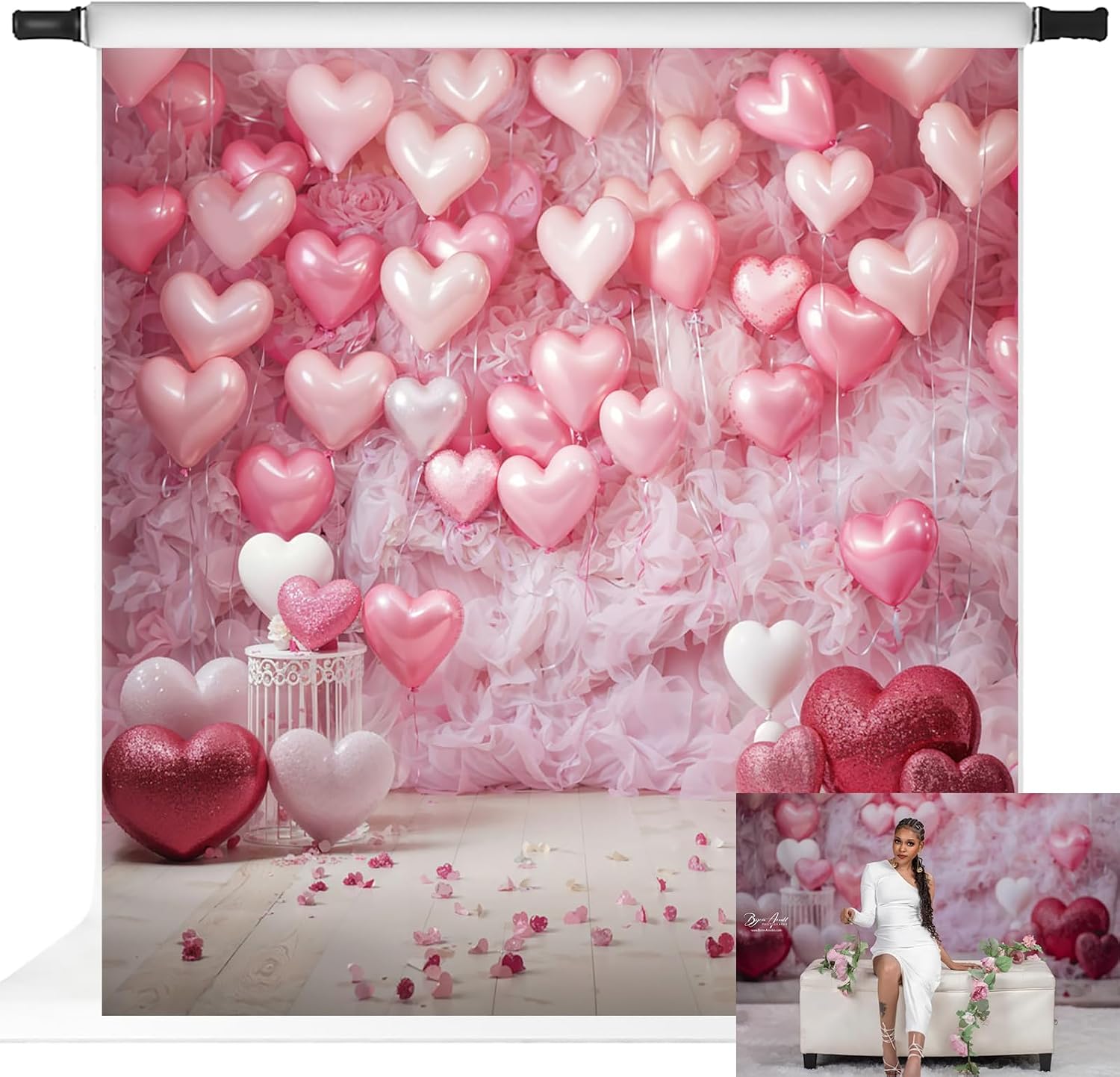 Amazon.com : Kate Valentine Day Backdrops Heart Balloons Photo Backdrop ...